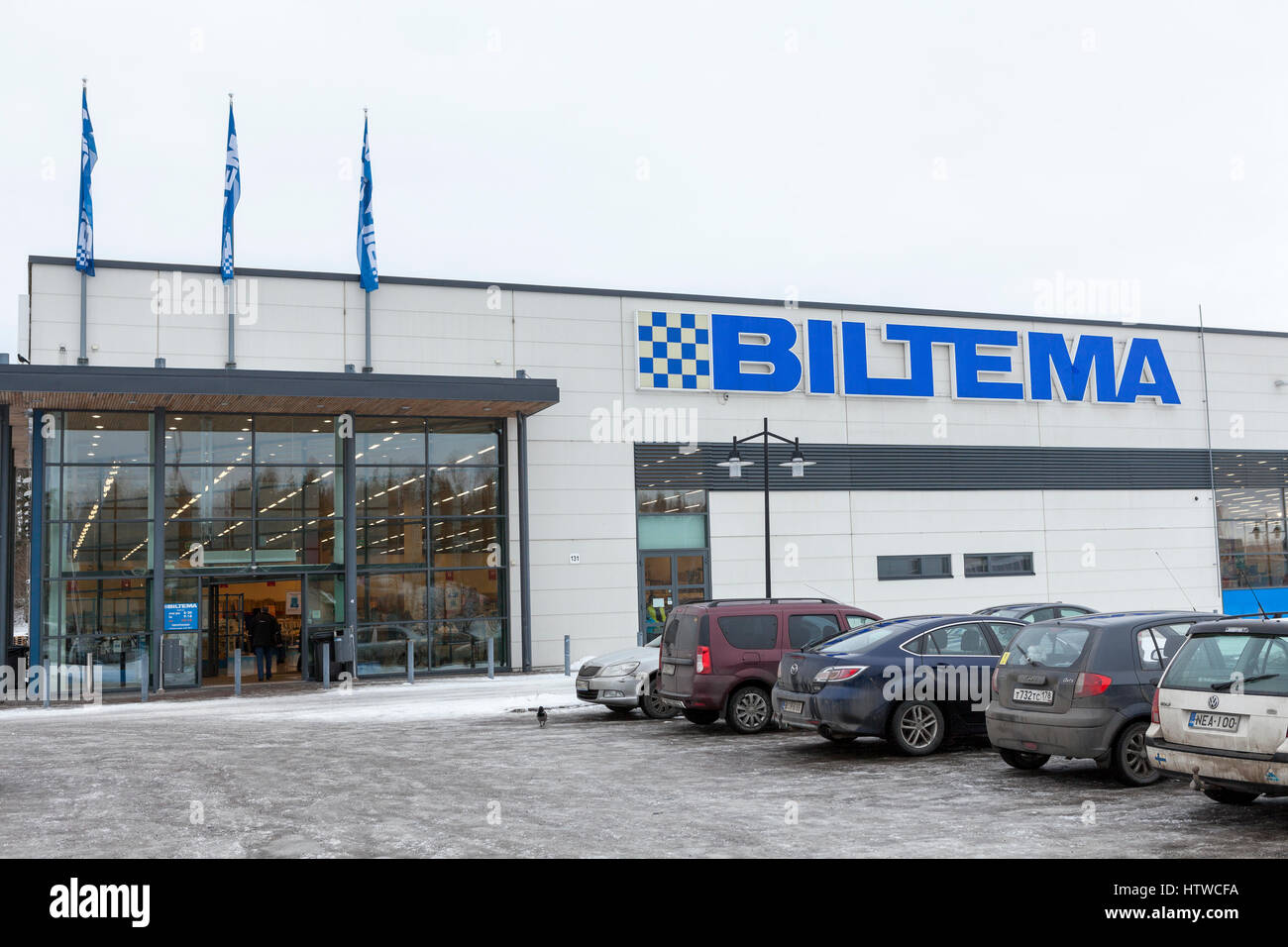 LAPPEENRANTA, FINLAND - CIRCA FEB, 2016: Entrance and parking lot of ...