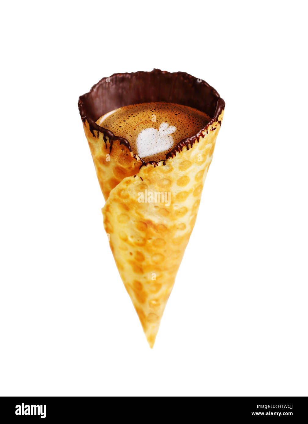 coffee in a waffle cone Stock Photo - Alamy