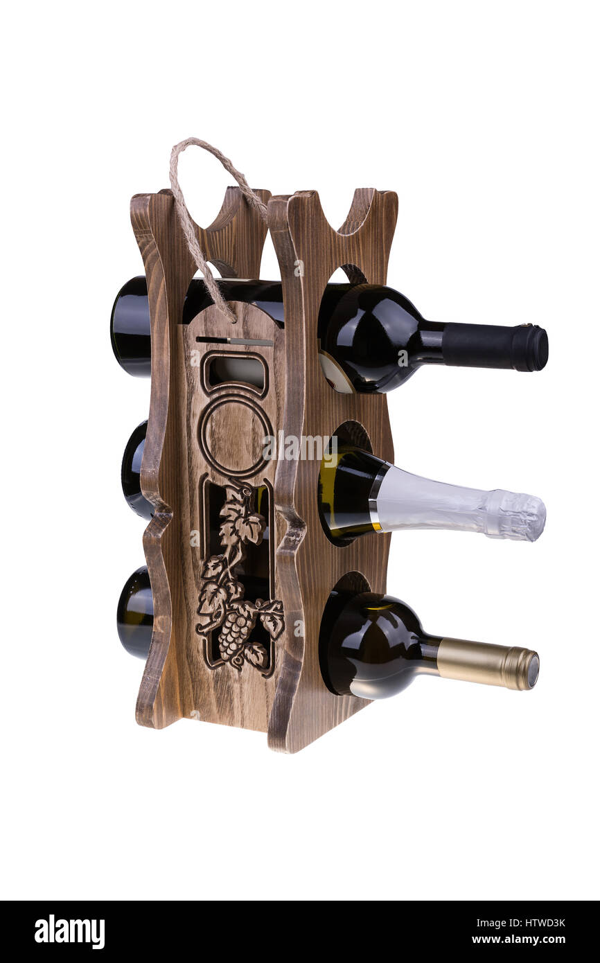 Wooden wine rack isolated on white background Stock Photo - Alamy