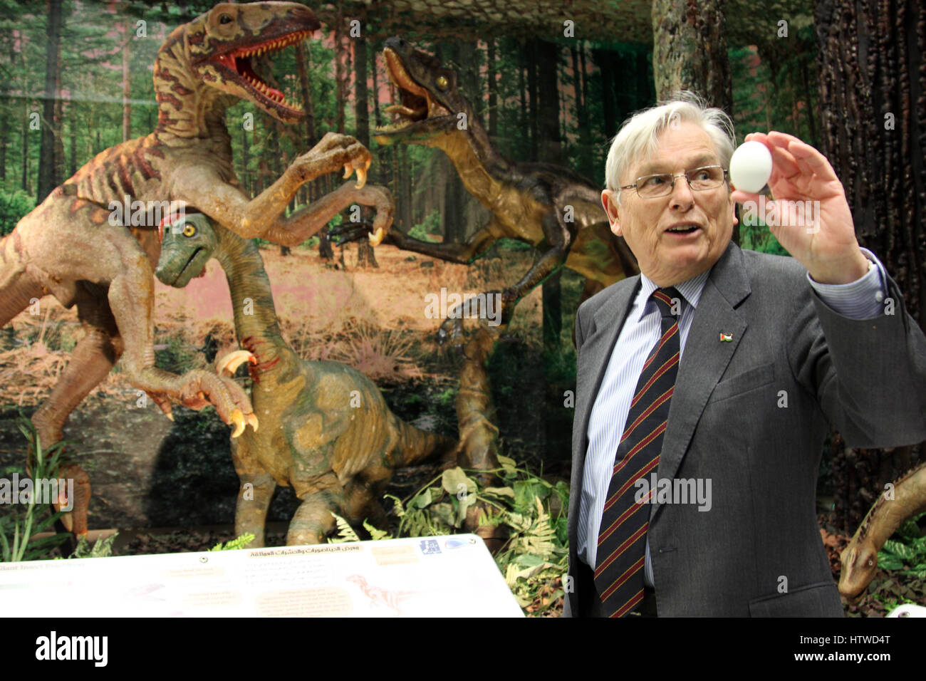 Bethlehem, Palestine. 14th Mar, 2017. Peter Downey holds an egg to ...