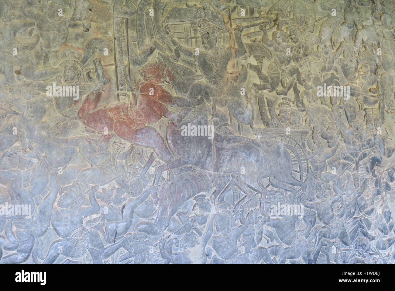 The inner walls of outer gallery of Angkor Wat temple bear series of ...