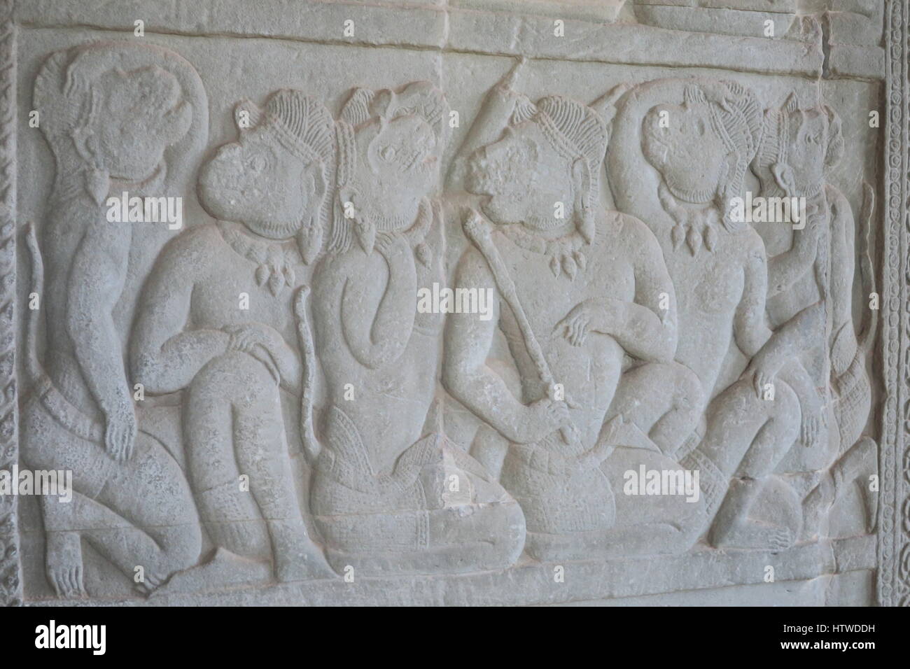 The inner walls of outer gallery of Angkor Wat temple bear series of ...