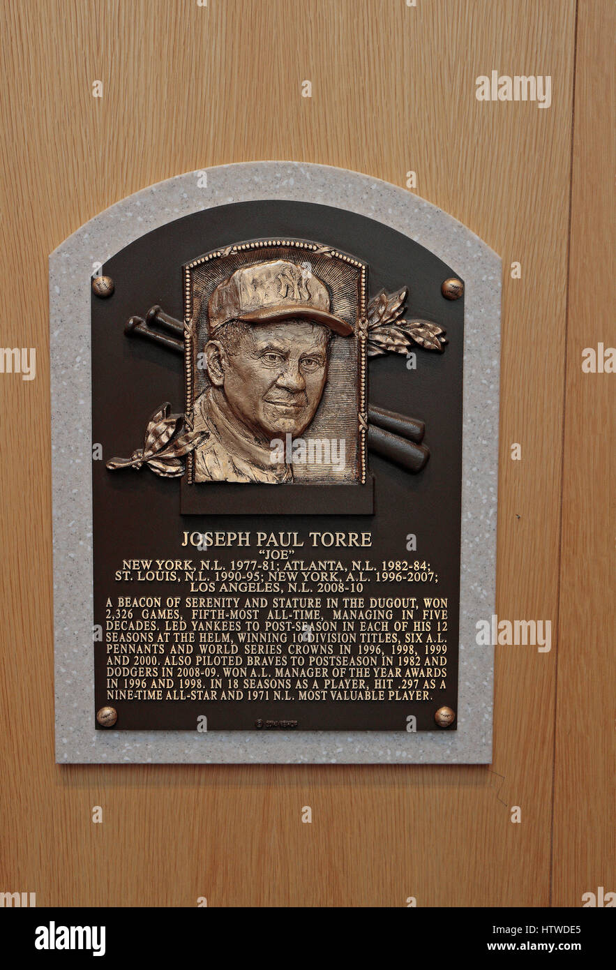Joe torre yankees plaque hi-res stock photography and images - Alamy