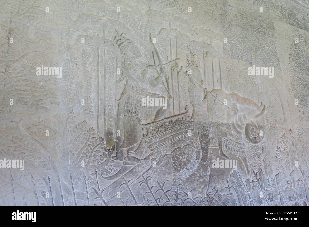 The inner walls of outer gallery of Angkor Wat temple bear series of ...