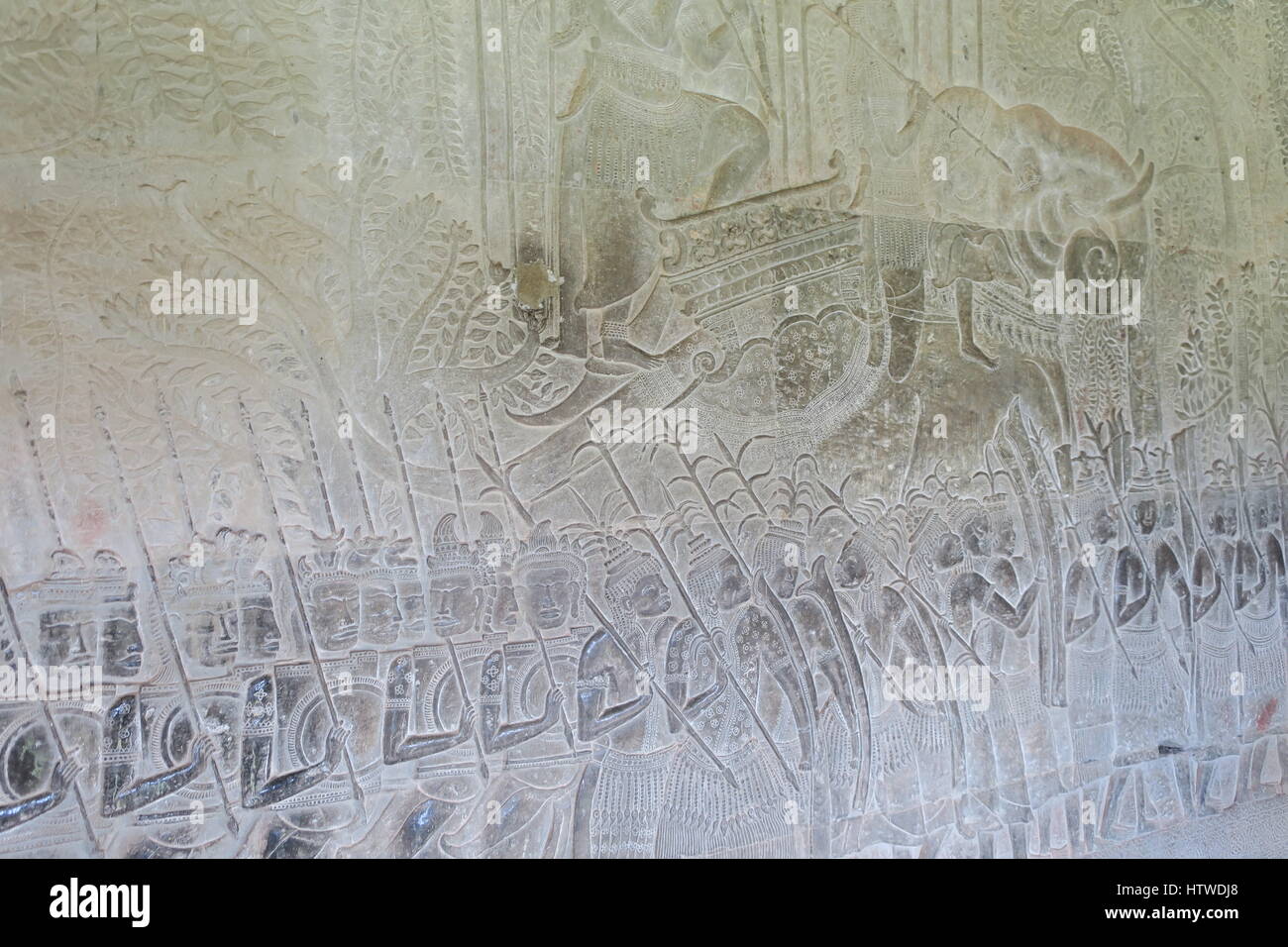 The inner walls of outer gallery of Angkor Wat temple bear series of ...