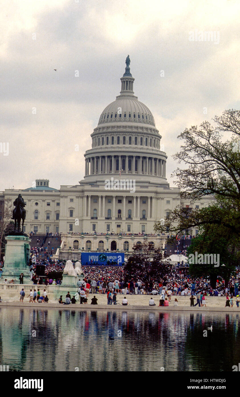 The Earth Day rally on the west front of the US Capitol the crowd of ...