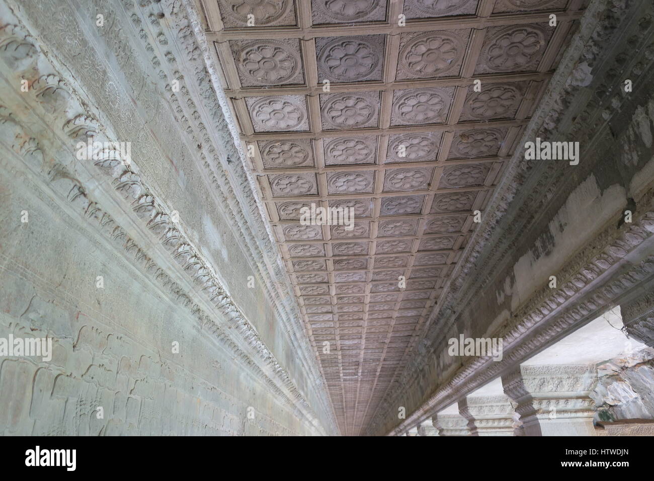 The inner walls of outer gallery of Angkor Wat temple bear series of ...