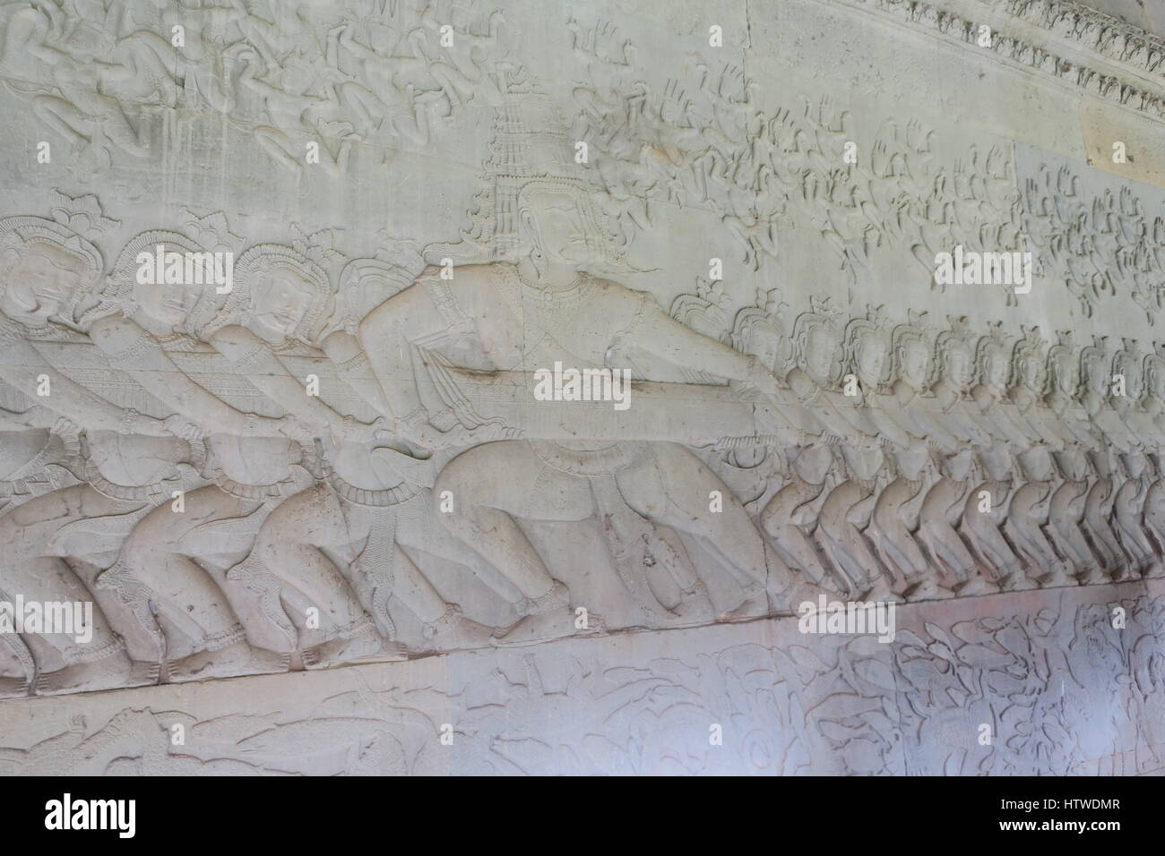 The inner walls of outer gallery of Angkor Wat temple bear series of ...