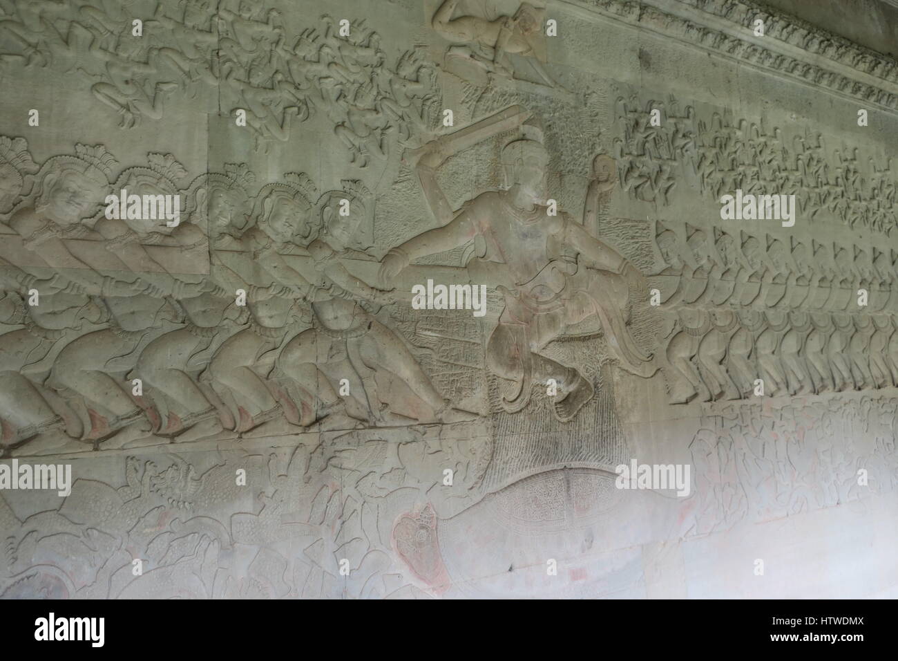 The inner walls of outer gallery of Angkor Wat temple bear series of ...