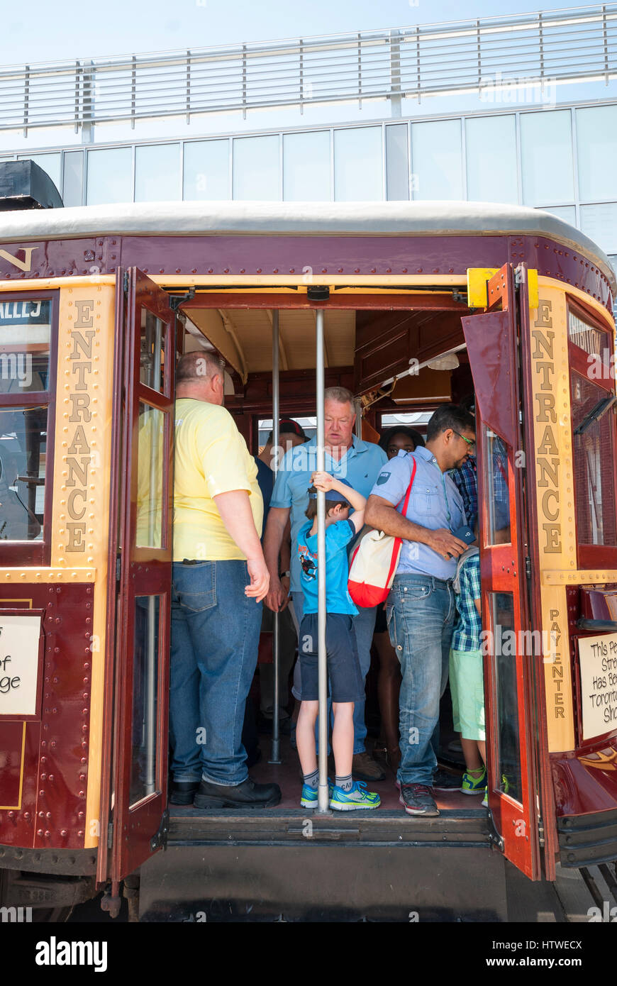 Visitors board the last remaining Peter Witt streetcar in the Toronto ...