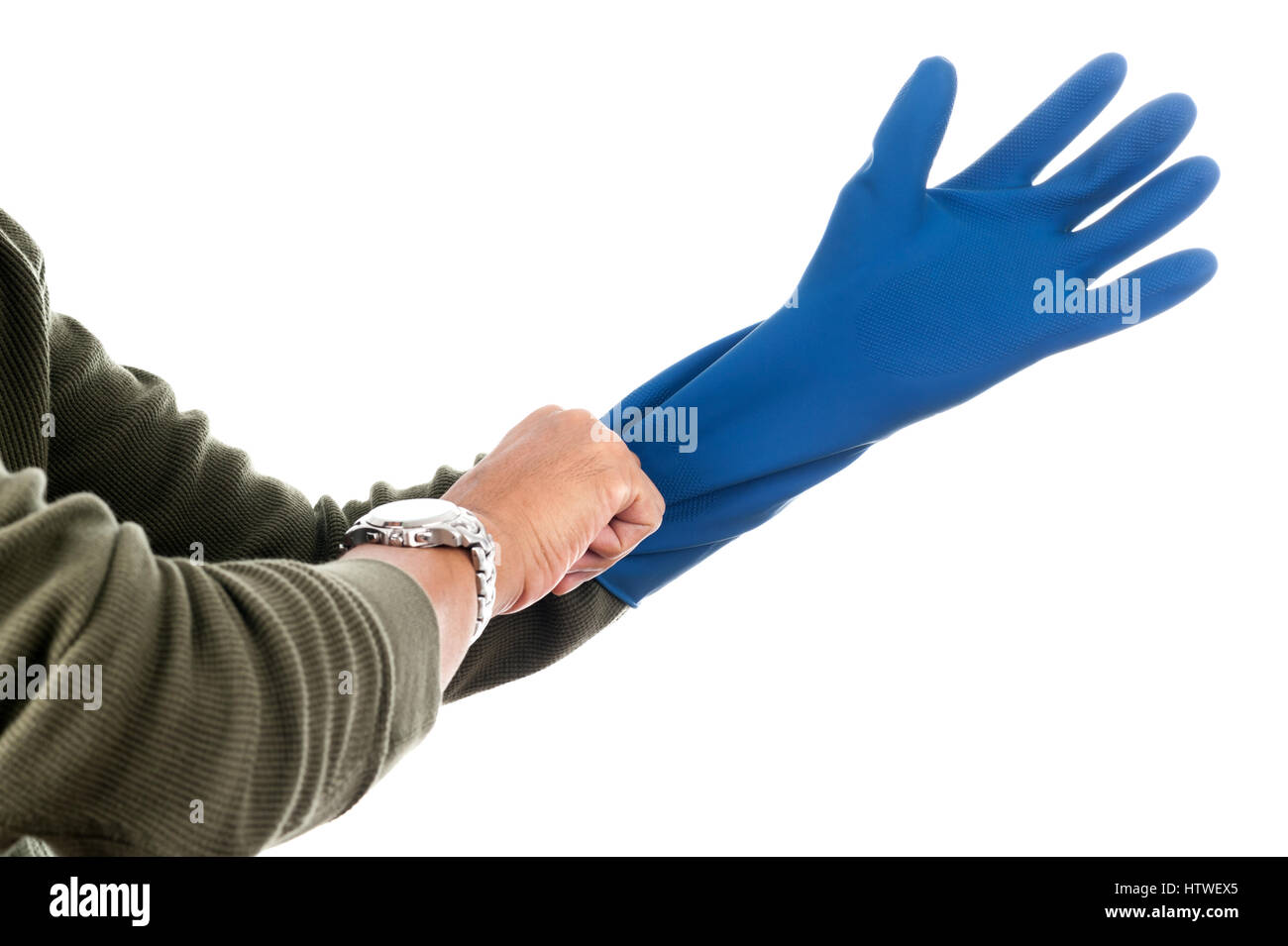 Man wearing blue rubber hi-res stock photography and images - Alamy