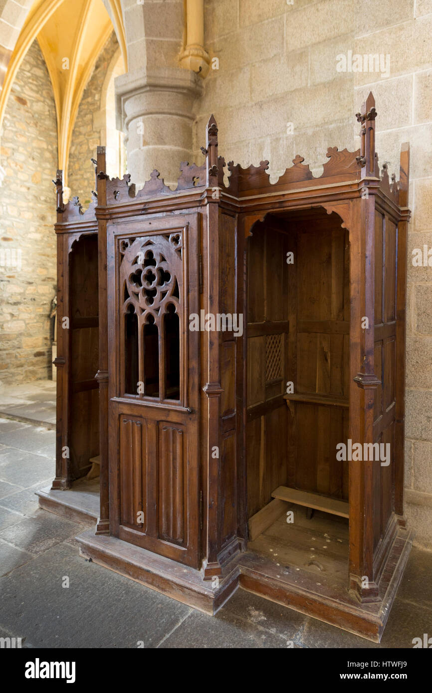 Confessional inside the Parish Church of Notre-Dame de Plouguiel ...