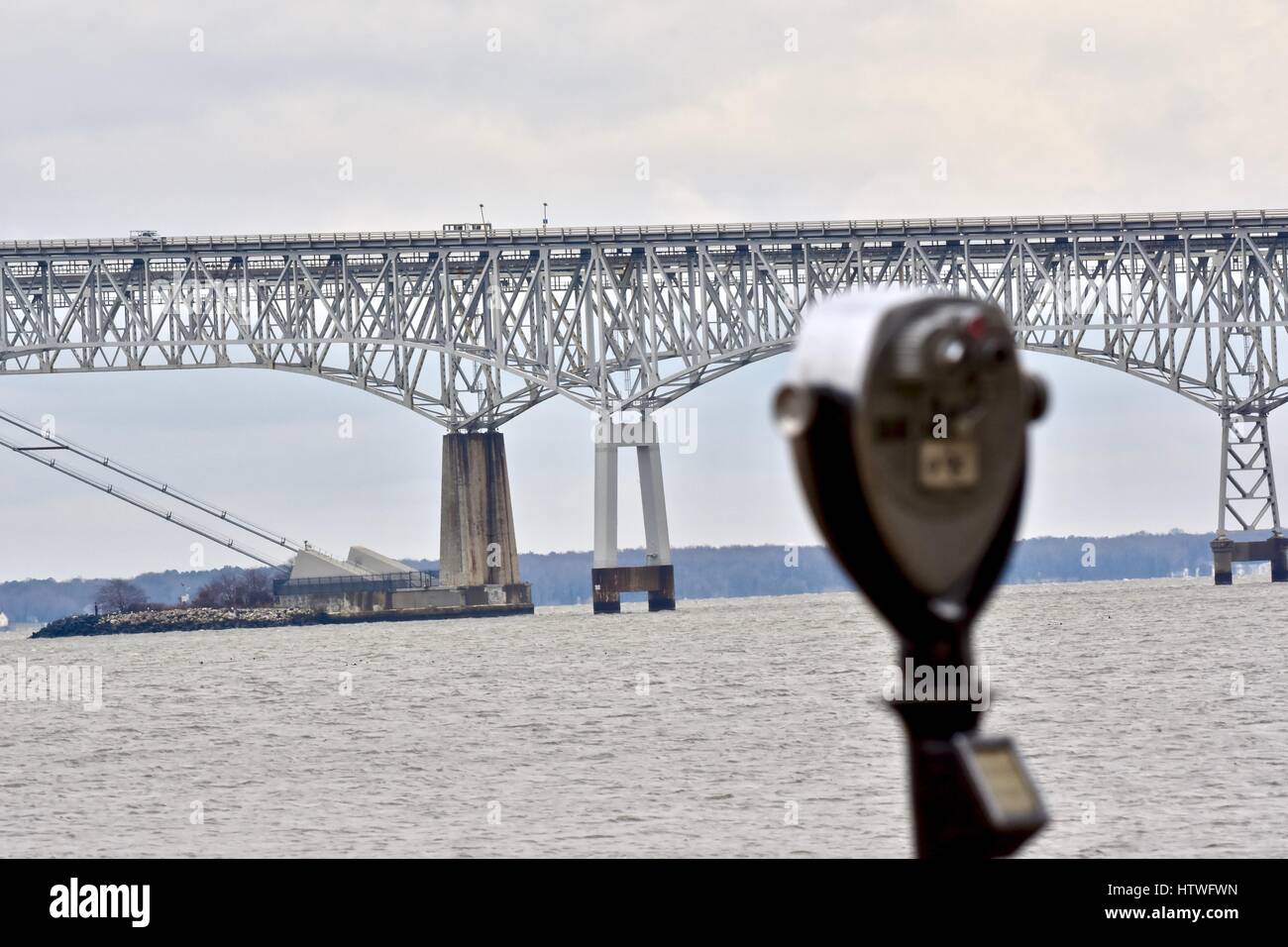 Wildlife viewing station with the Chesapeake Bay Bridge in the ...