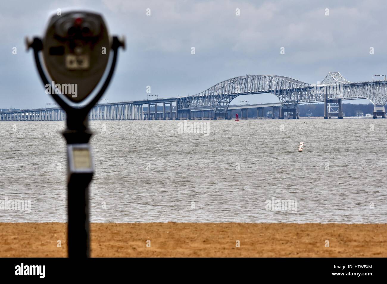 Wildlife viewing station with the Chesapeake Bay Bridge in the ...
