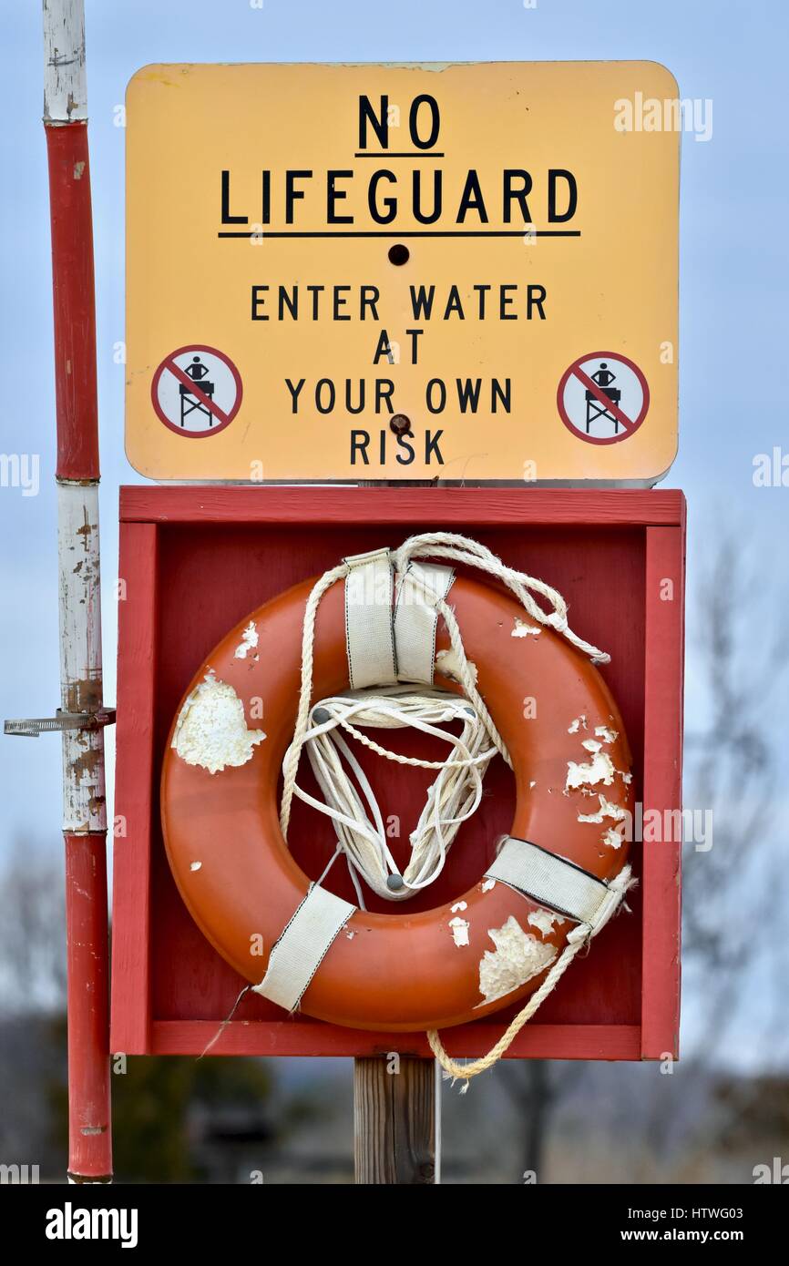 No lifeguard sign Stock Photo - Alamy