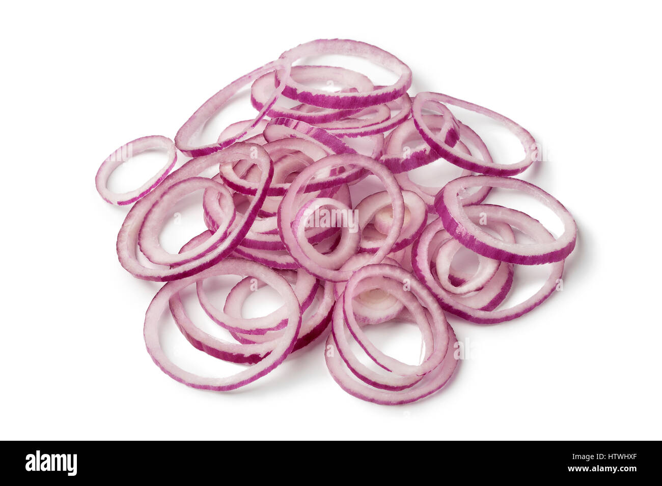 Fresh raw red onion rings on white background Stock Photo - Alamy