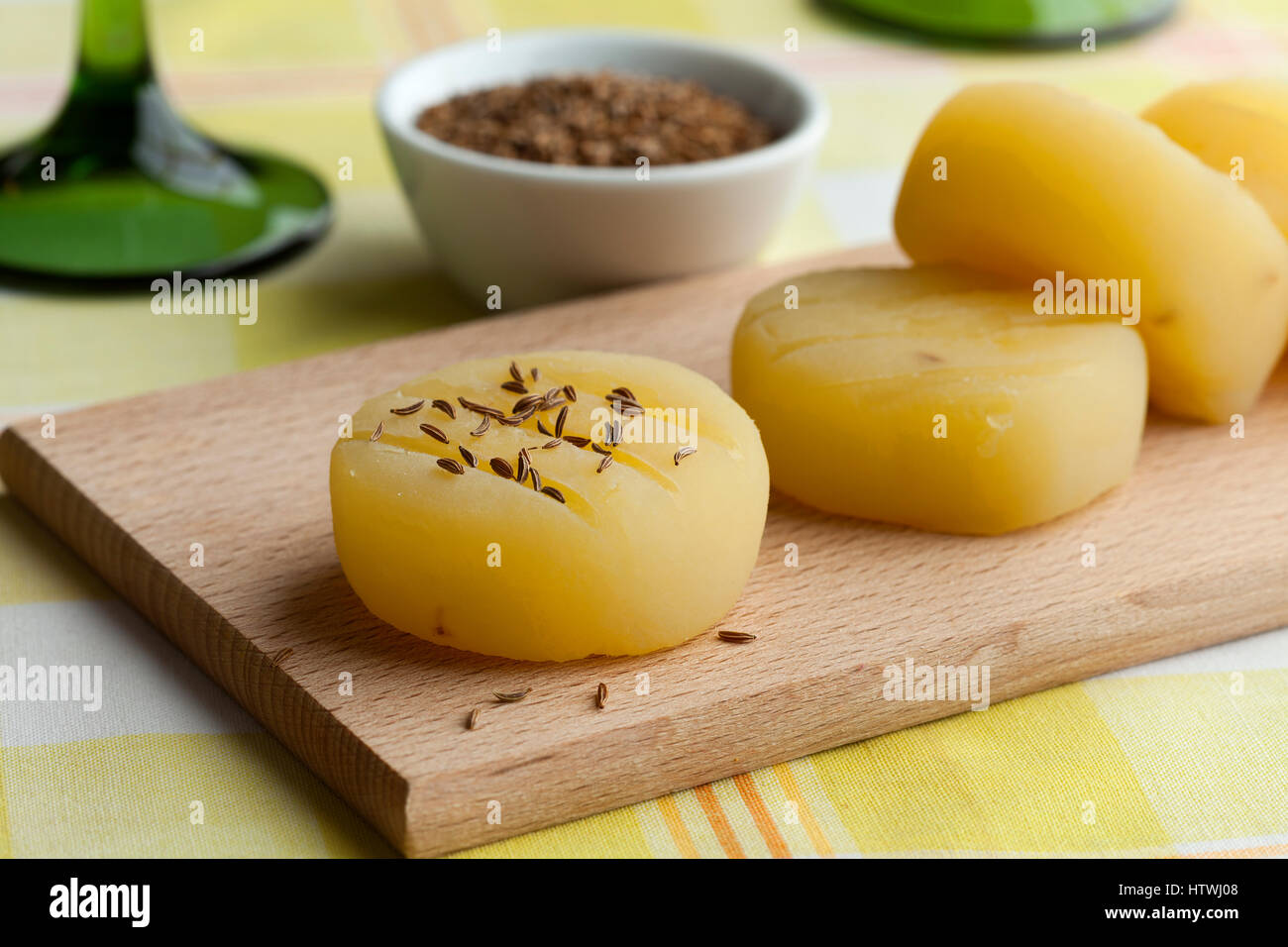 German hand cheese from Frankfurt am Main on a cutting board with ...