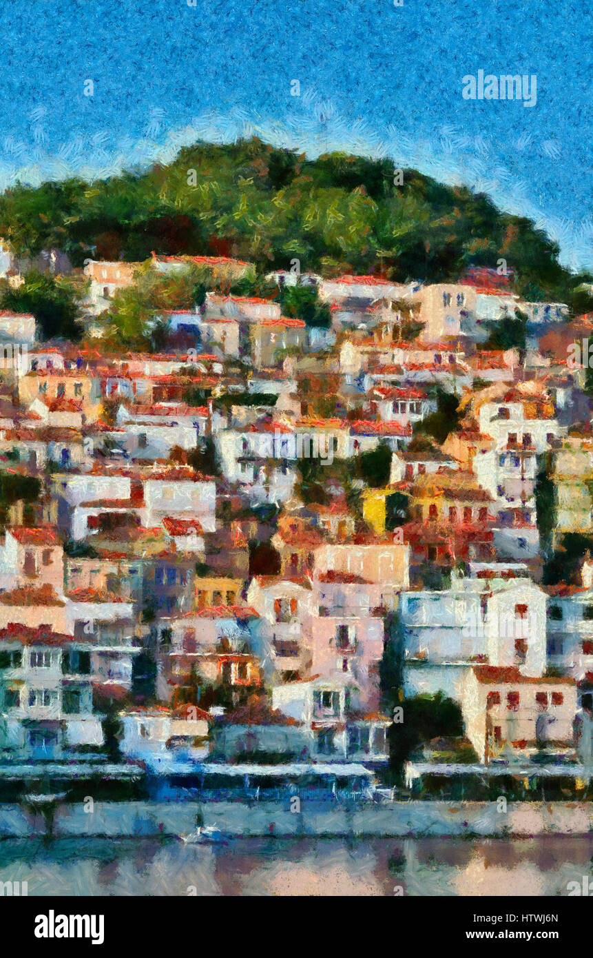 Plomari town in Lesvos island, Greece Stock Photo - Alamy