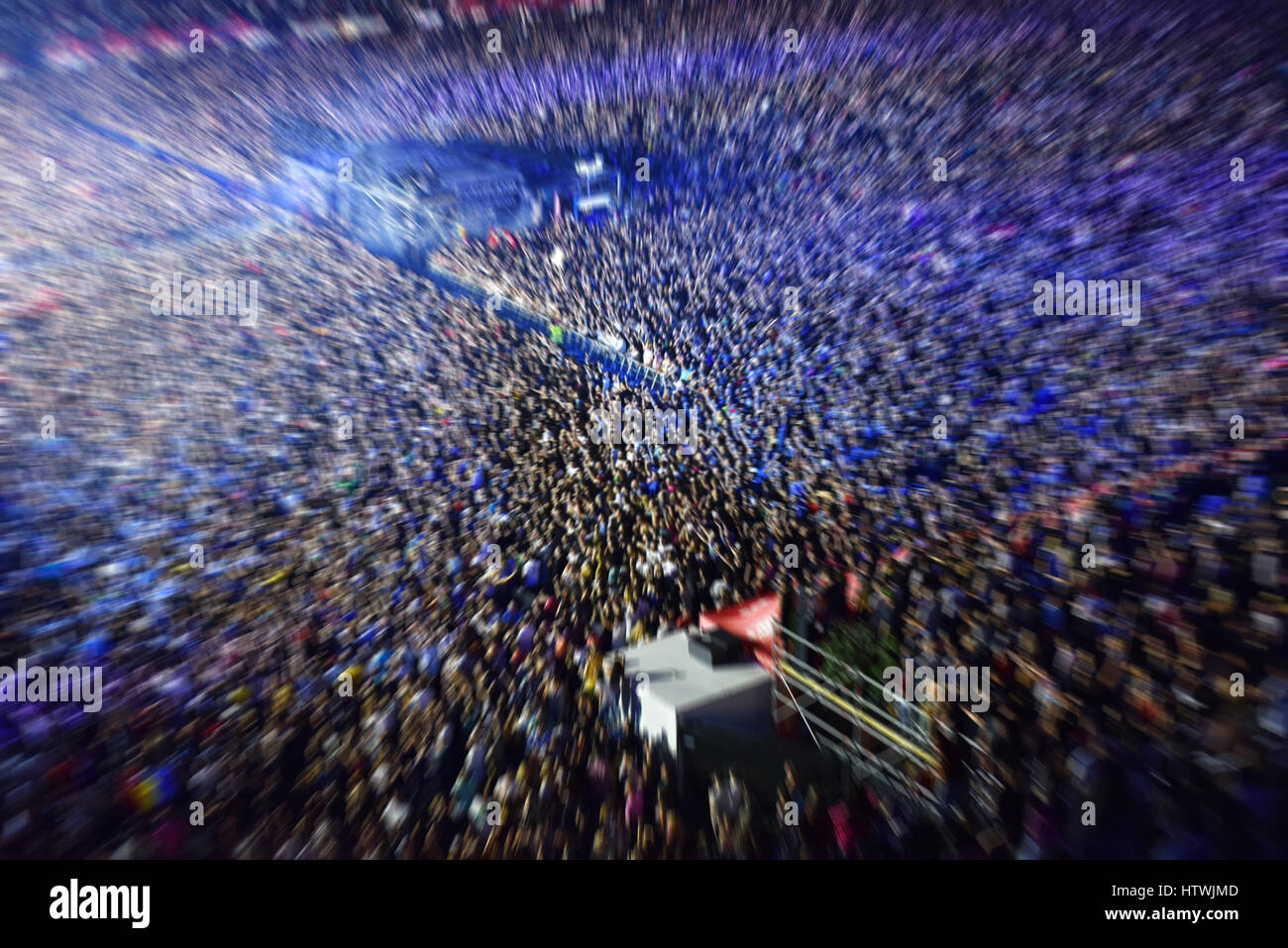 Blurred crowd partying at a music festival. Zoom in effect Stock Photo ...