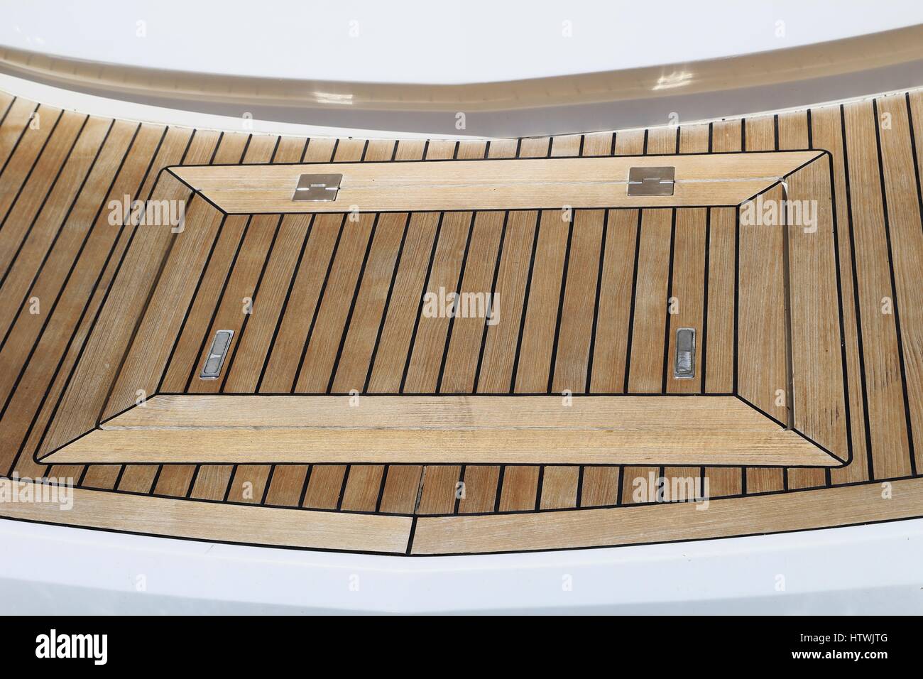 Close up detail of deck hatch on moden luxury motor boat Stock Photo ...