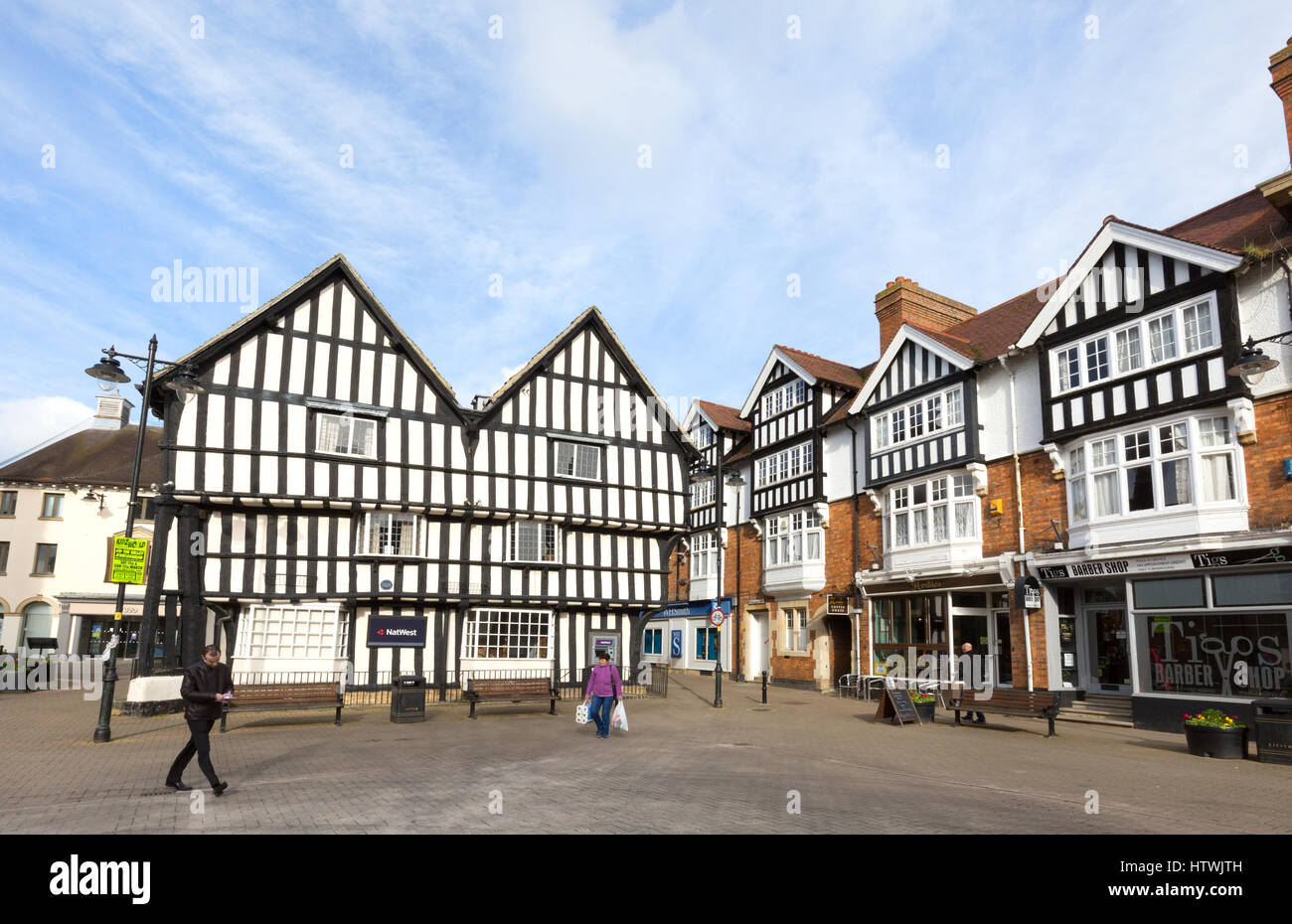 Evesham UK, Medieval 16th century buildings, in Evesham town Centre ...