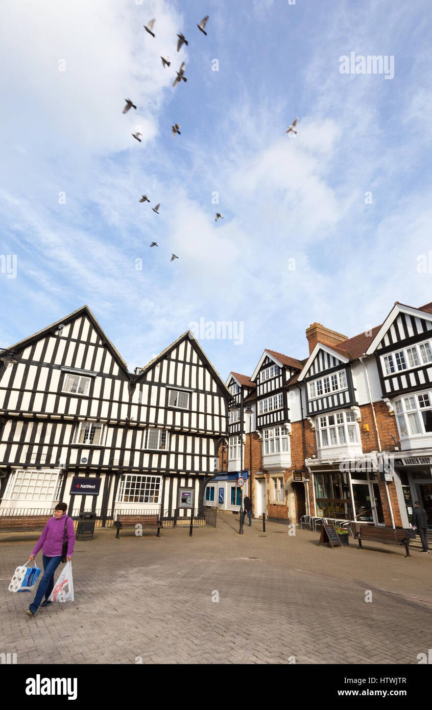 Evesham UK, Medieval 16th century buikldings, in Evesham town Centre ...