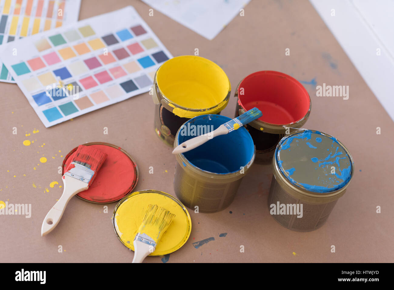 prepared color for painting the wall Stock Photo - Alamy