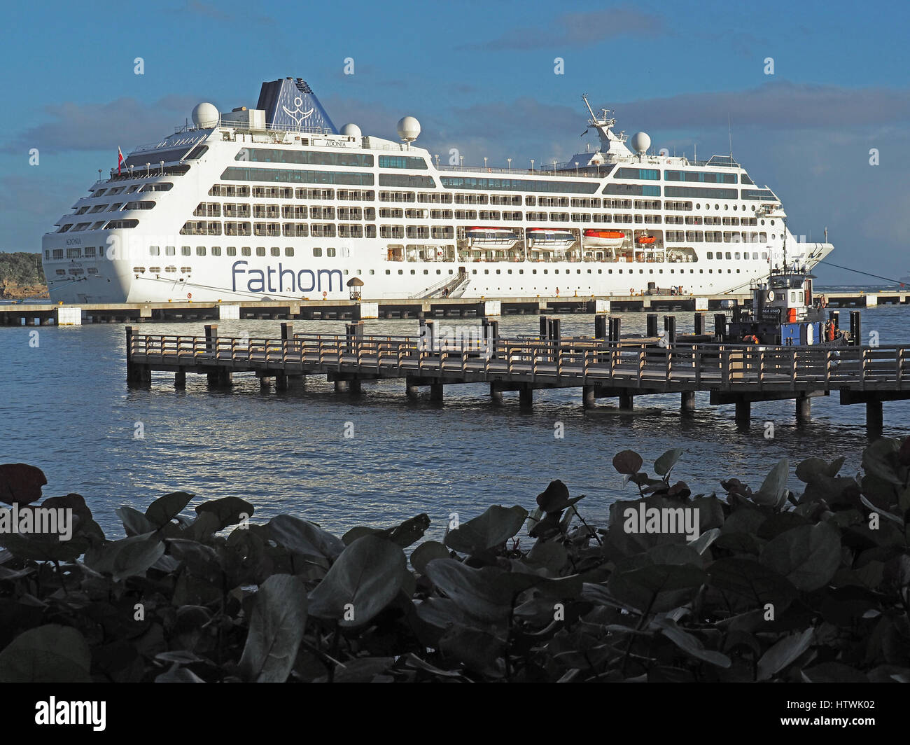 Fathom Cruise Line's Adonia cruise ship in port of Amber Cove, Puerto ...
