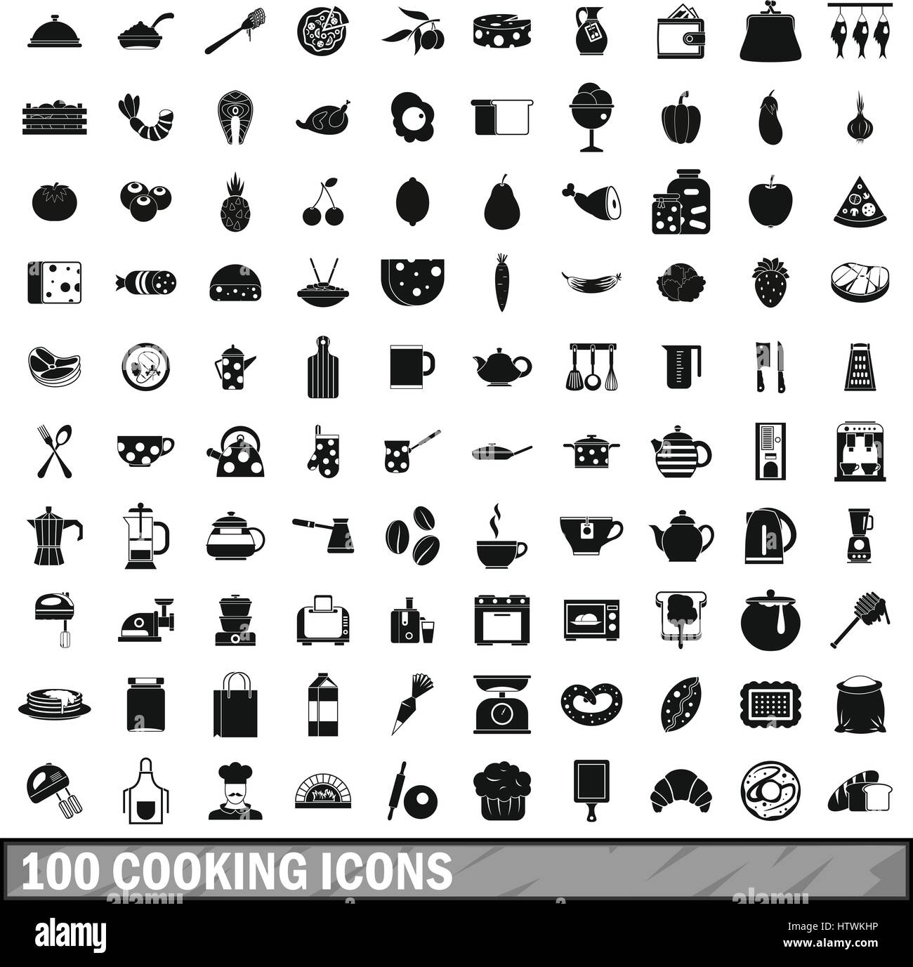 100 cooking icons set in simple style Stock Vector Image & Art - Alamy