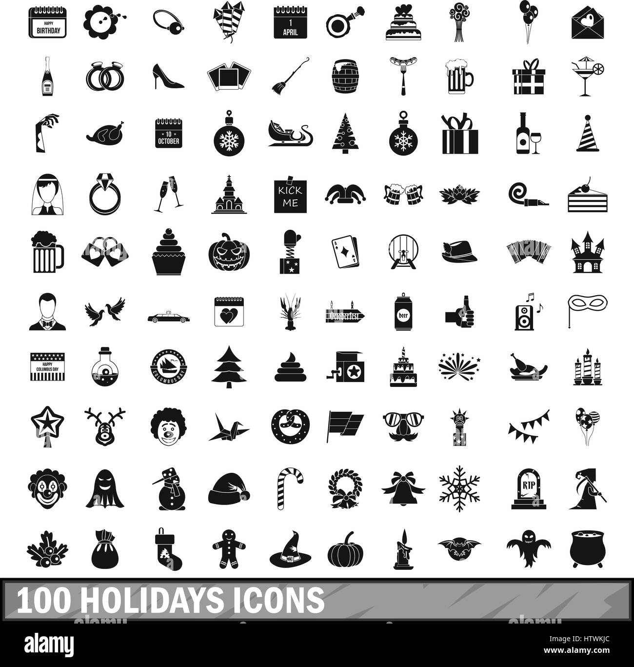 100 holidays icons set in simple style Stock Vector Image & Art - Alamy