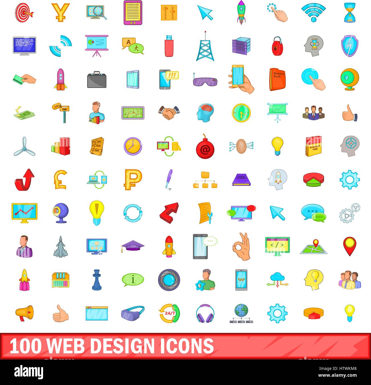 100 web design icons set, cartoon style Stock Vector Image & Art - Alamy