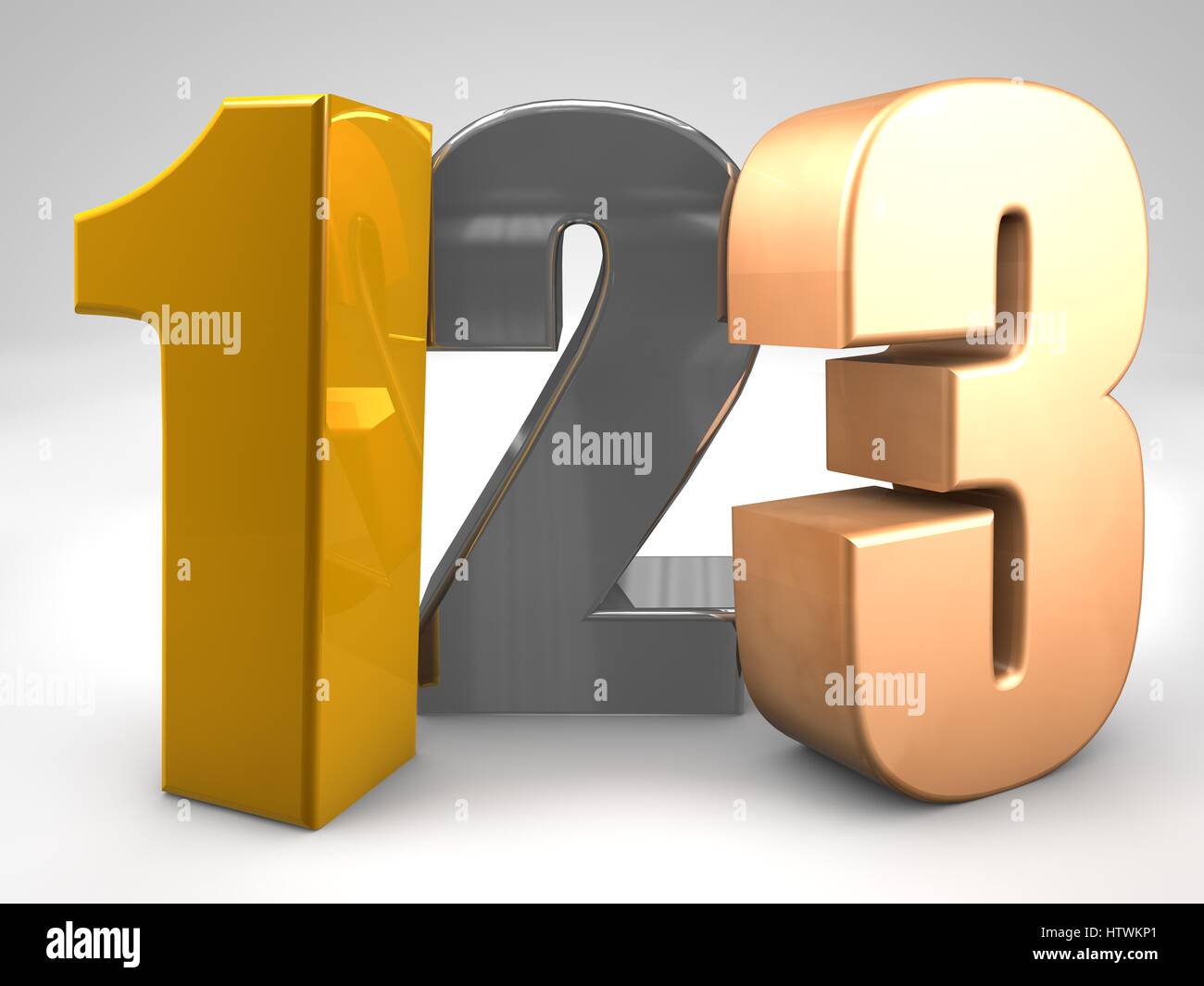 123 metal figures 3d render illustration,preschool teaching Stock Photo ...