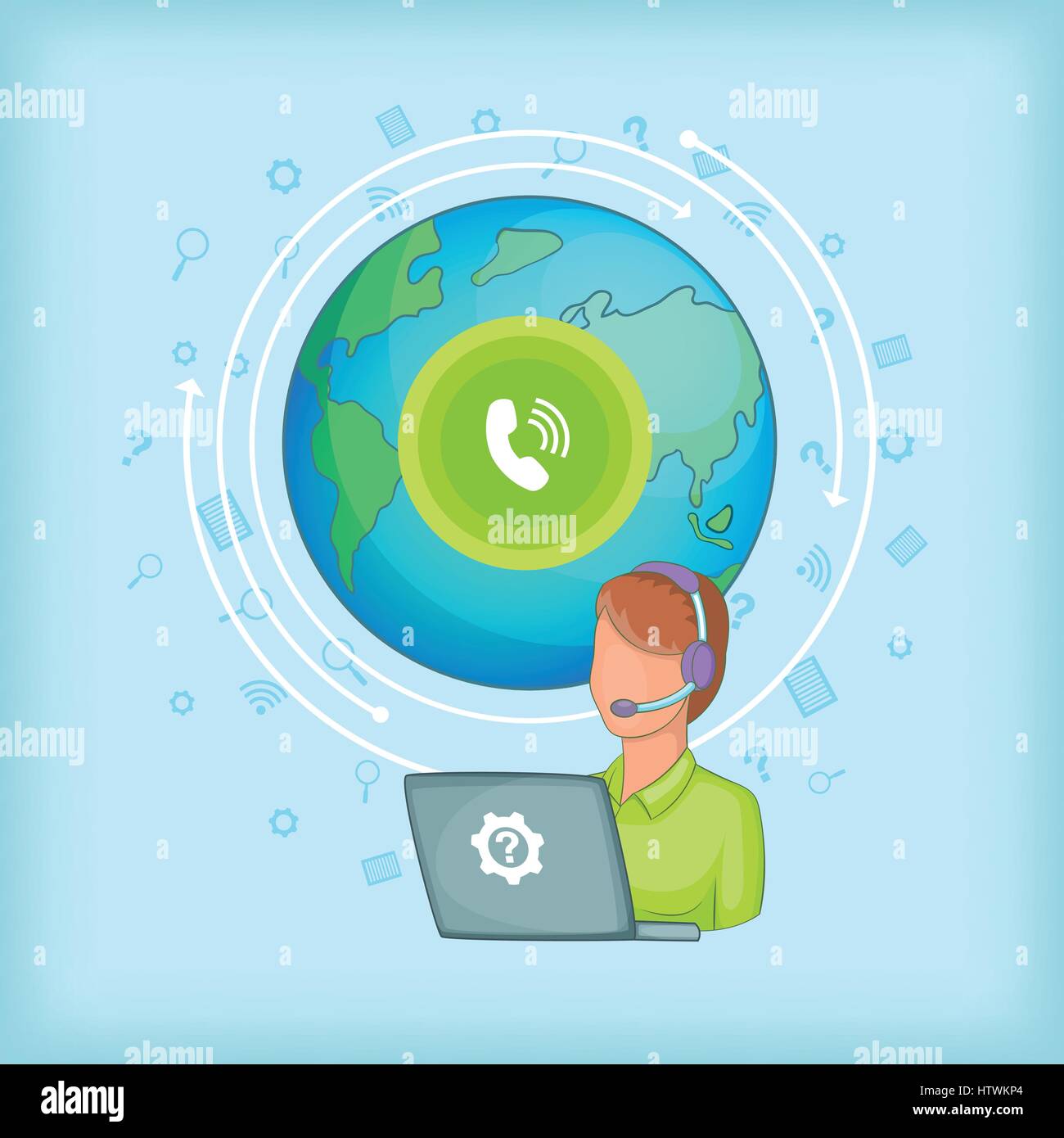 Call center concept global, cartoon style Stock Vector Image & Art - Alamy