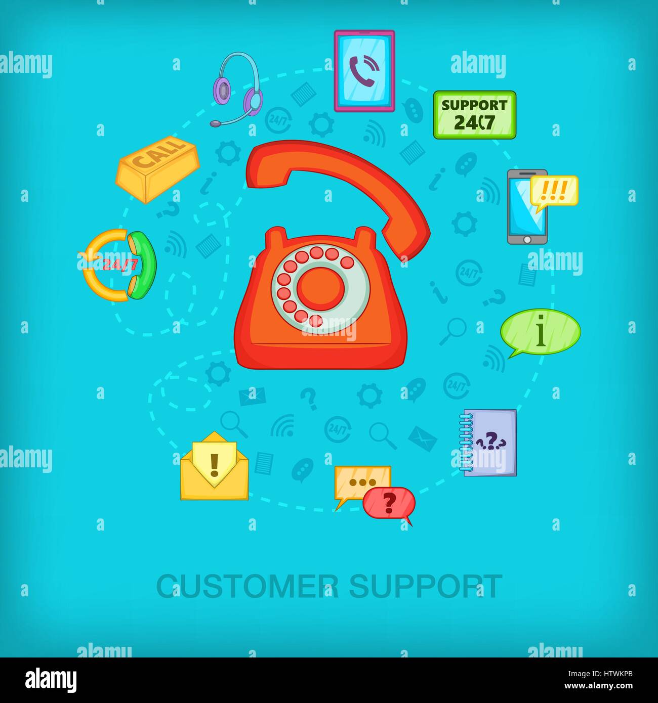 Call center concept old phone, cartoon style Stock Vector Image & Art ...