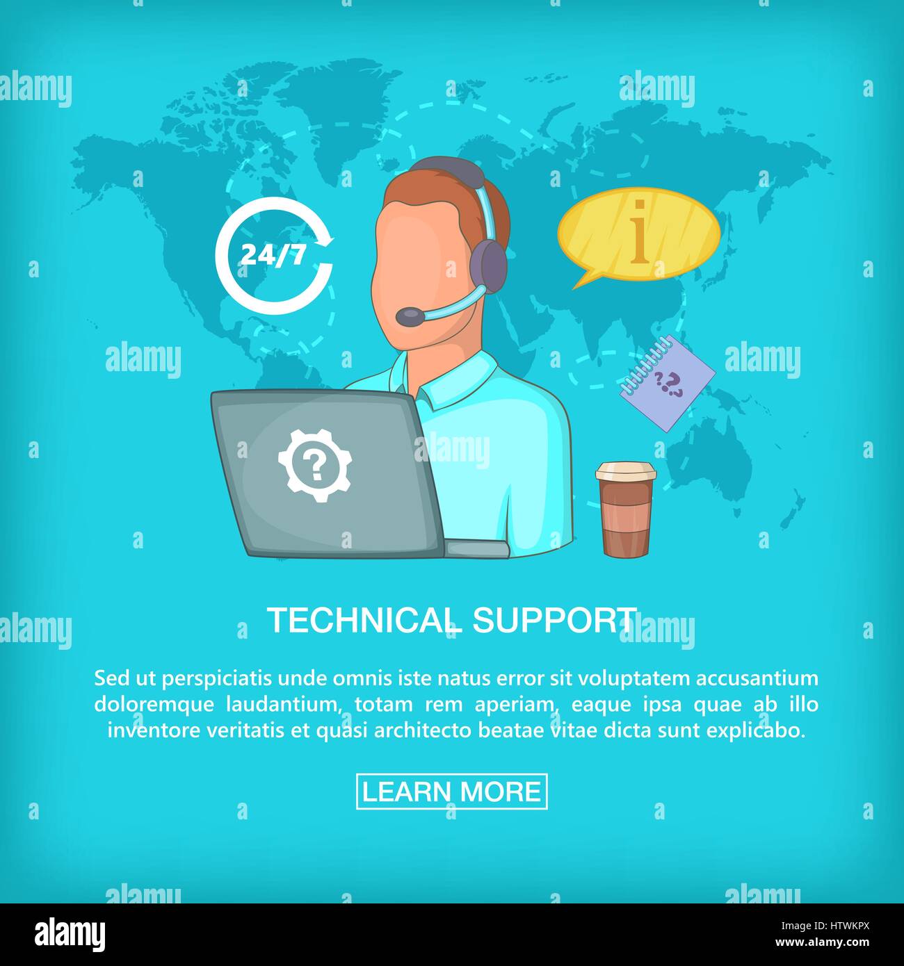 Call center concept tech support, cartoon style Stock Vector Image ...