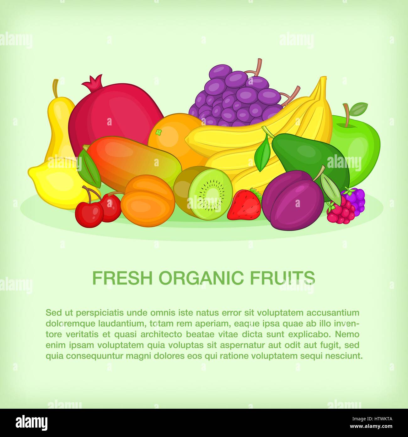 Fruits concept organic, cartoon style Stock Vector Image & Art - Alamy