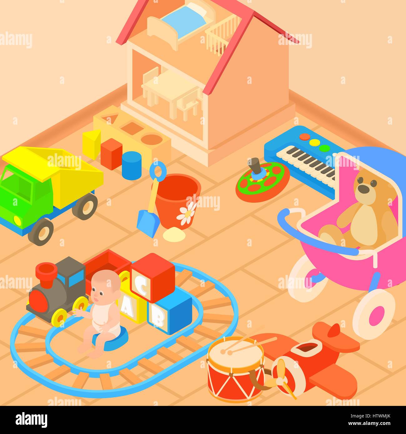 Children's room toys floor Stock Vector Images - Alamy