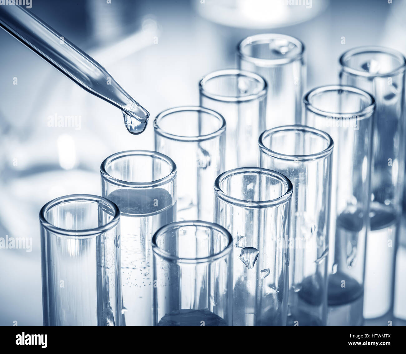 Different laboratory beakers and glassware. Monochrome Stock Photo - Alamy