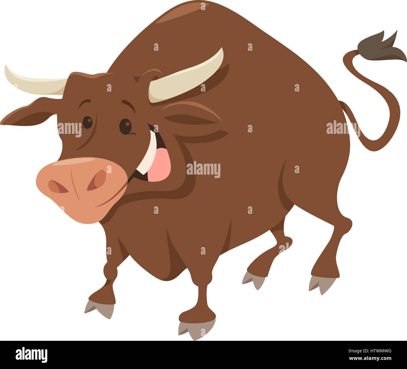 Cartoon Illustration of Cute Bull Farm Animal Character Stock Vector ...