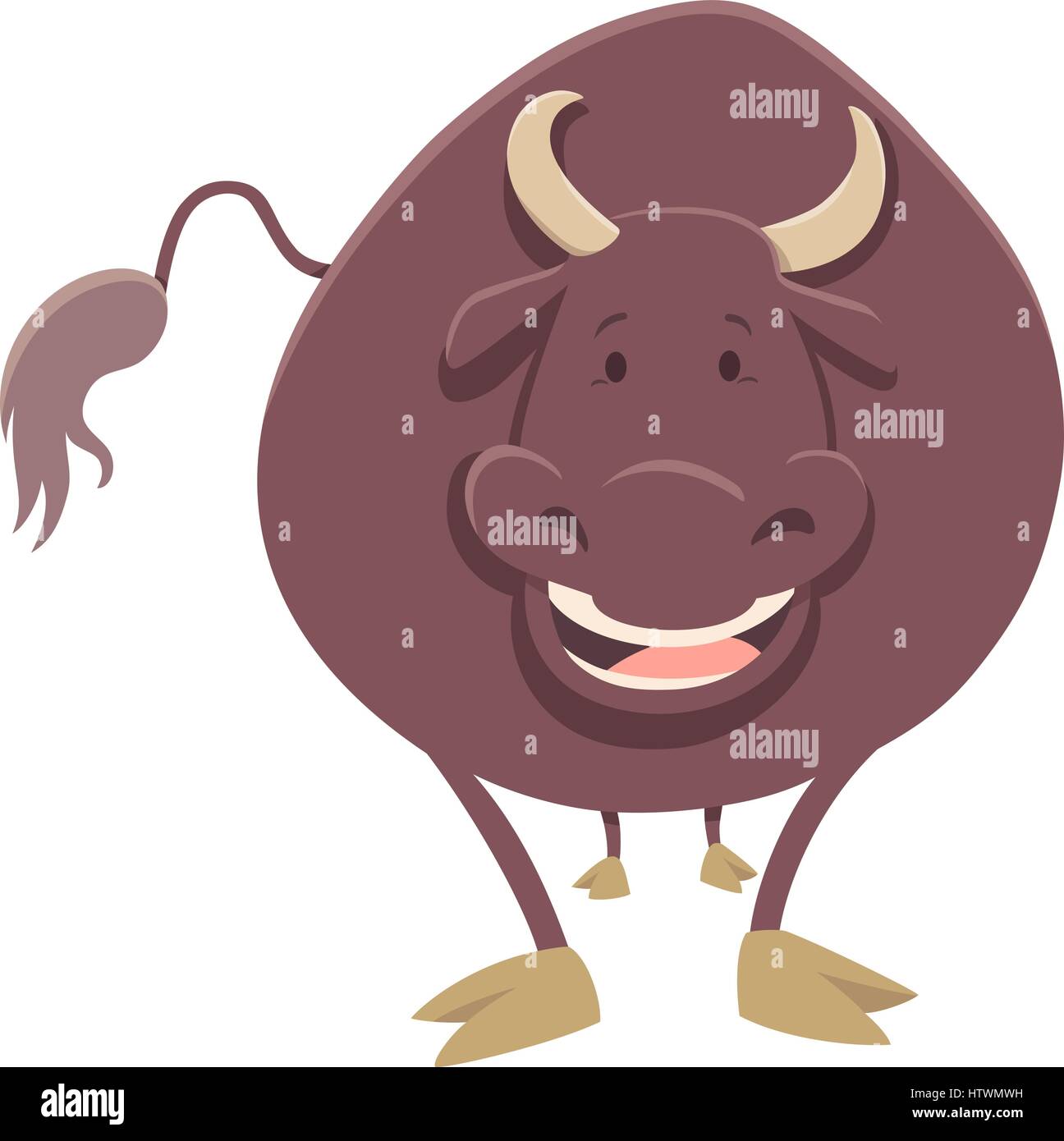 Cartoon Illustration of Bull Farm Animal Character Stock Vector Image ...