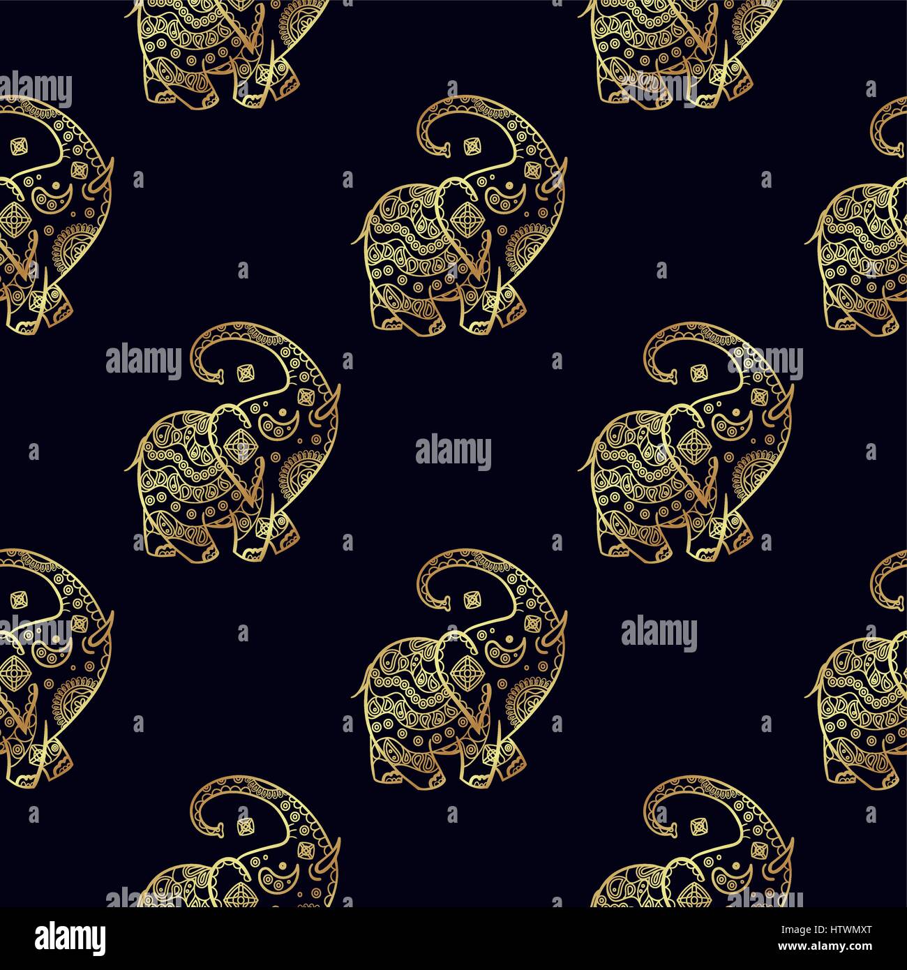 Gold elephant seamless pattern Stock Vector Image & Art - Alamy
