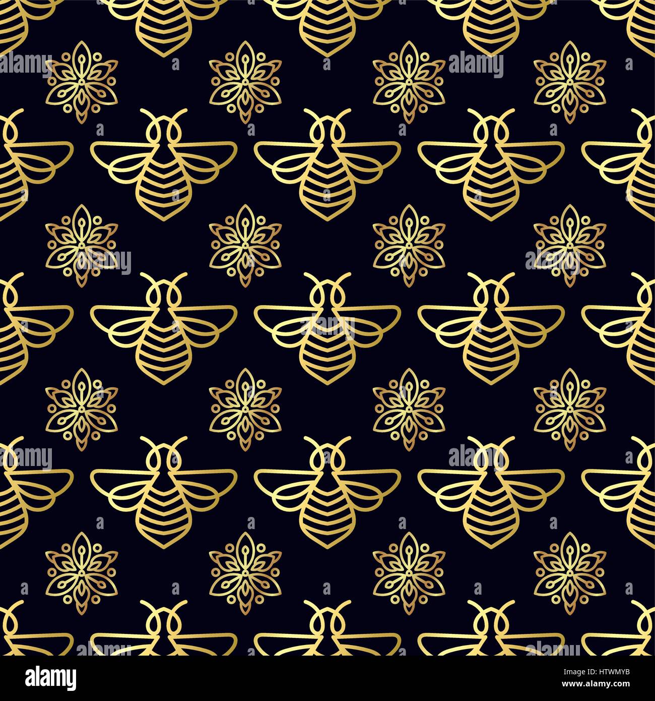 Seamless pattern with gold Bee Stock Vector Image & Art - Alamy