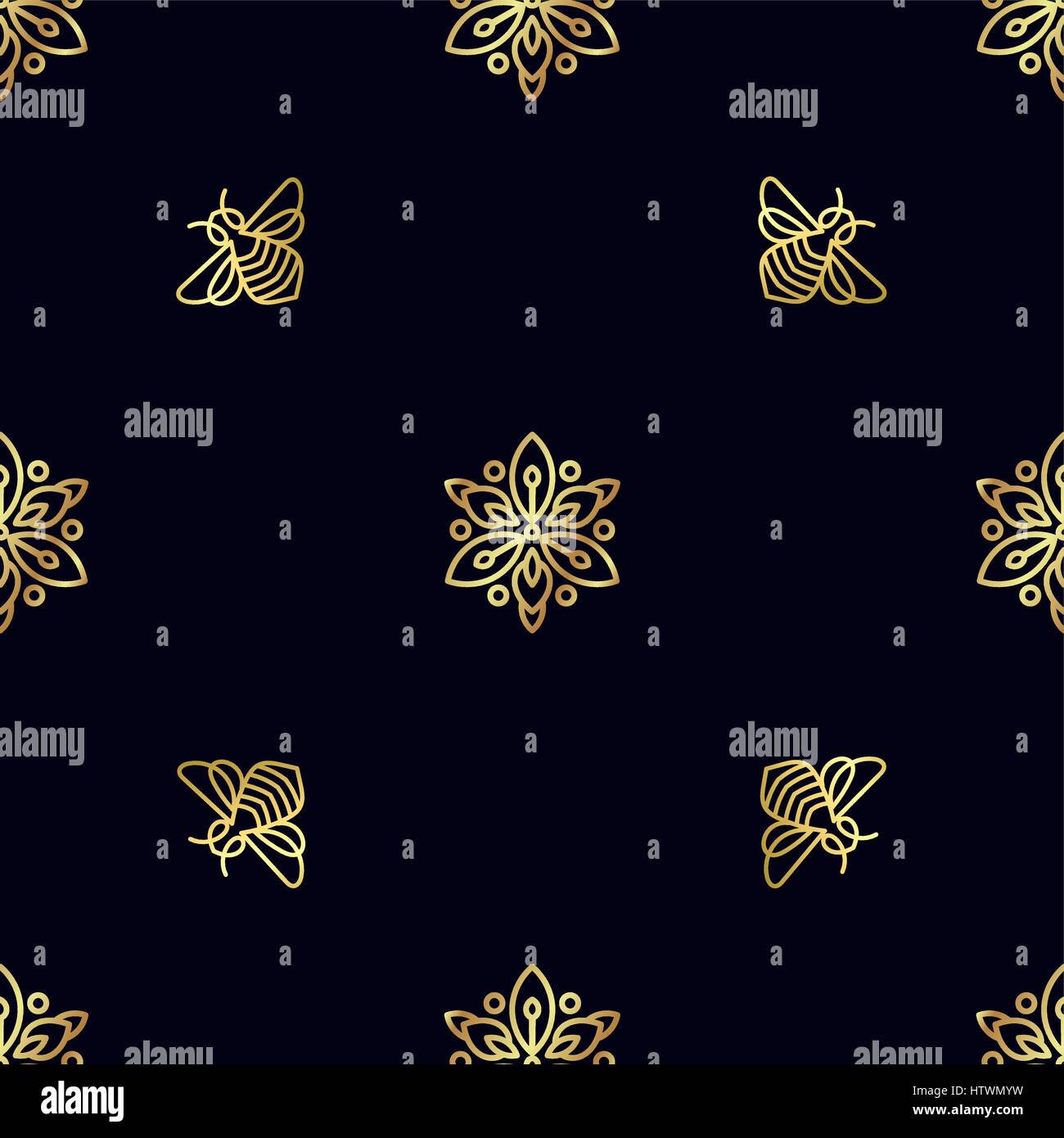 Seamless pattern with gold Bee Stock Vector Image & Art - Alamy