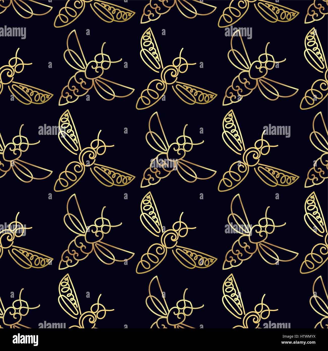 Seamless pattern with gold Bee Stock Vector Image & Art - Alamy