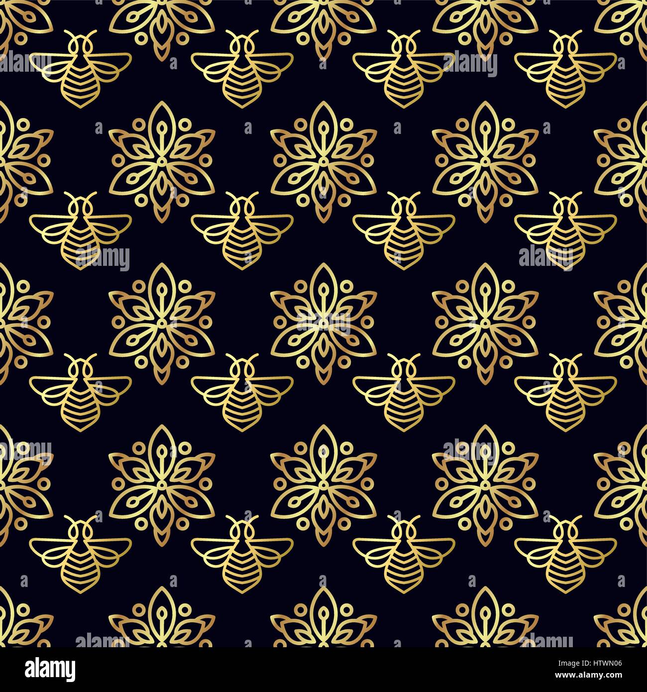 Seamless pattern with gold Bee Stock Vector Image & Art - Alamy