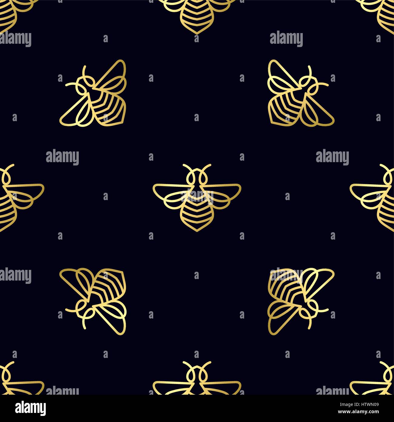 Seamless pattern with gold Bee Stock Vector Image & Art - Alamy