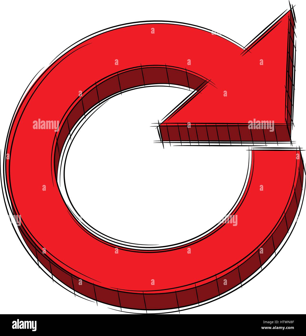 Illustration of Cute Cartoon Doodle of 3D Reload or Refresh Icon. EPS8 ...