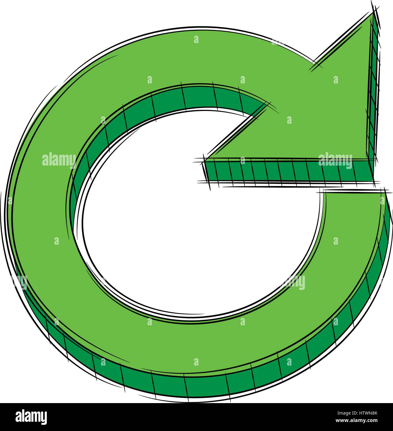 Illustration of Cute Cartoon Doodle of 3D Reload or Refresh Icon. EPS8 ...