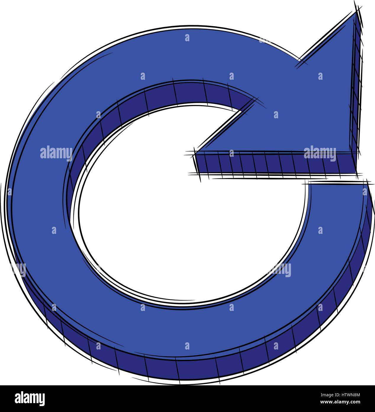 Illustration of Cute Cartoon Doodle of 3D Reload or Refresh Icon. EPS8 ...