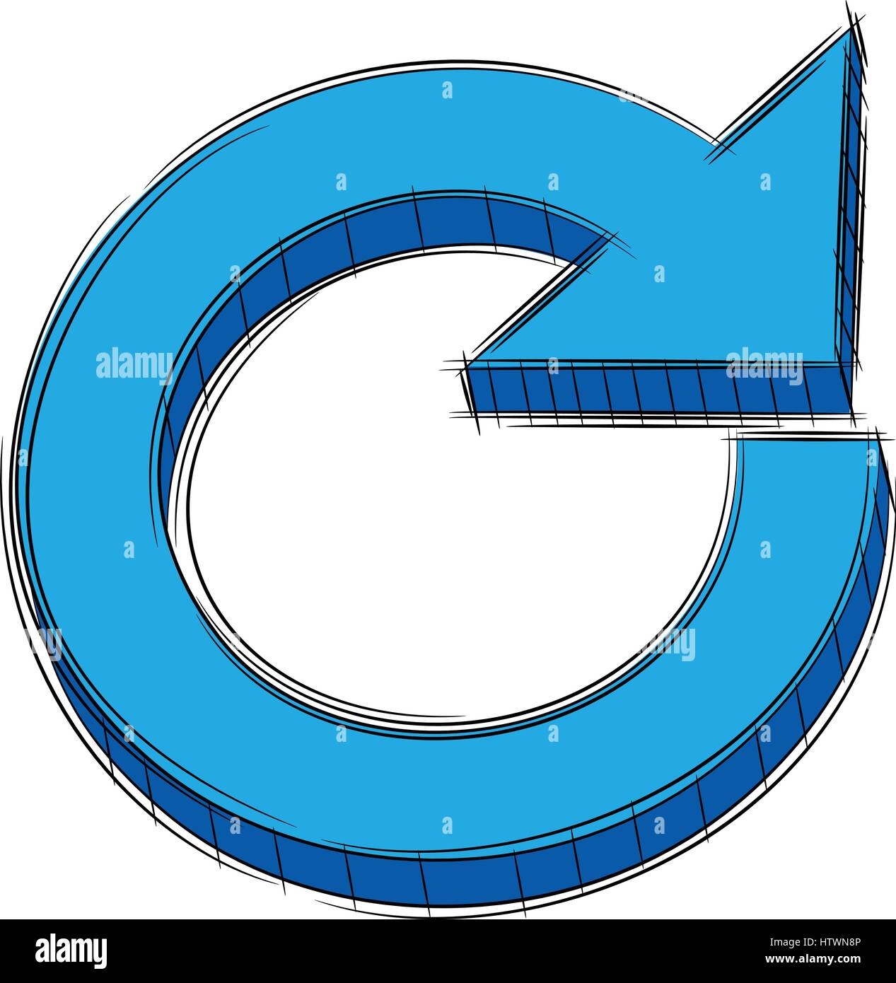 Illustration of Cute Cartoon Doodle of 3D Reload or Refresh Icon. EPS8 ...